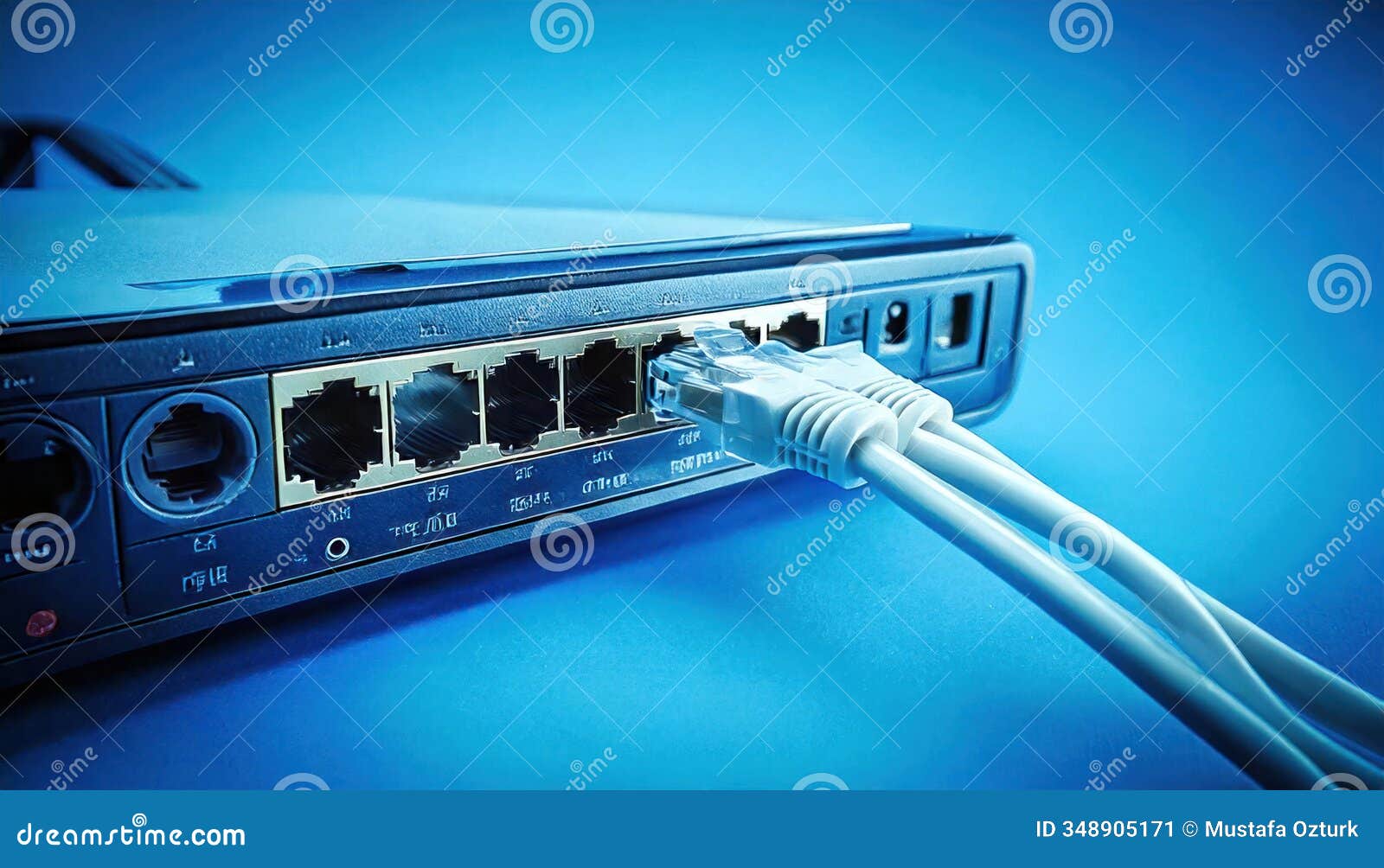 An Ethernet Cable with a Wireless Router Connects To the Internet ...