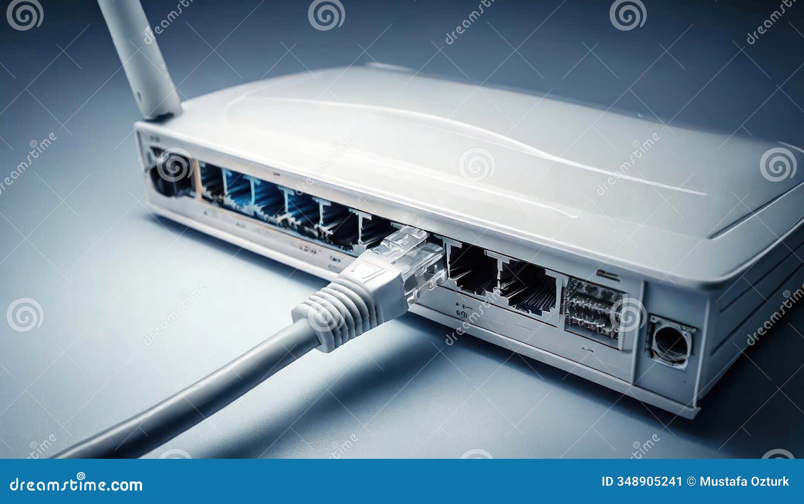 An Ethernet Cable with a Wireless Router Connects To the Internet ...