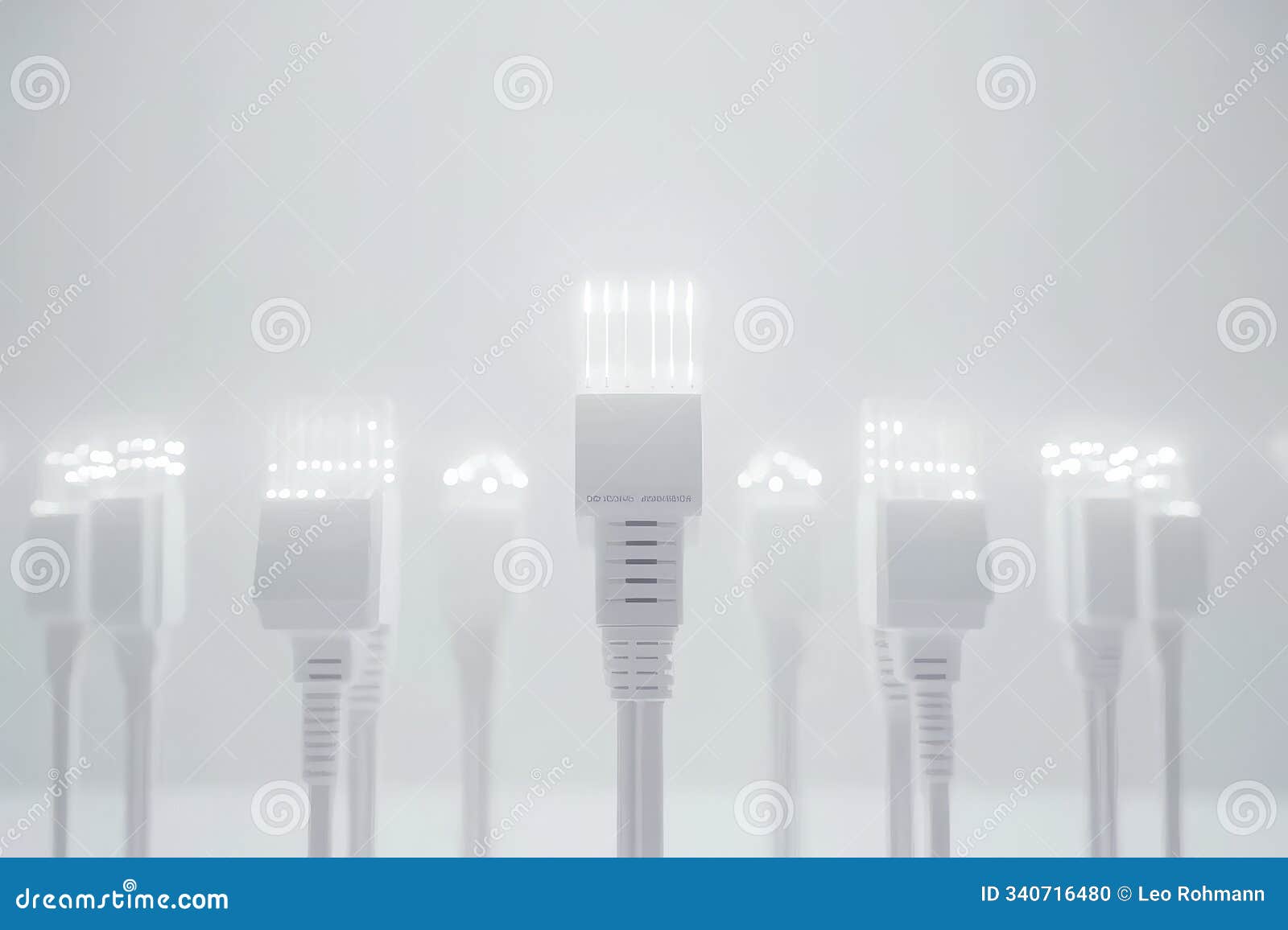 Ethernet Cables Arranged Vertically in a Row with Transparent ...