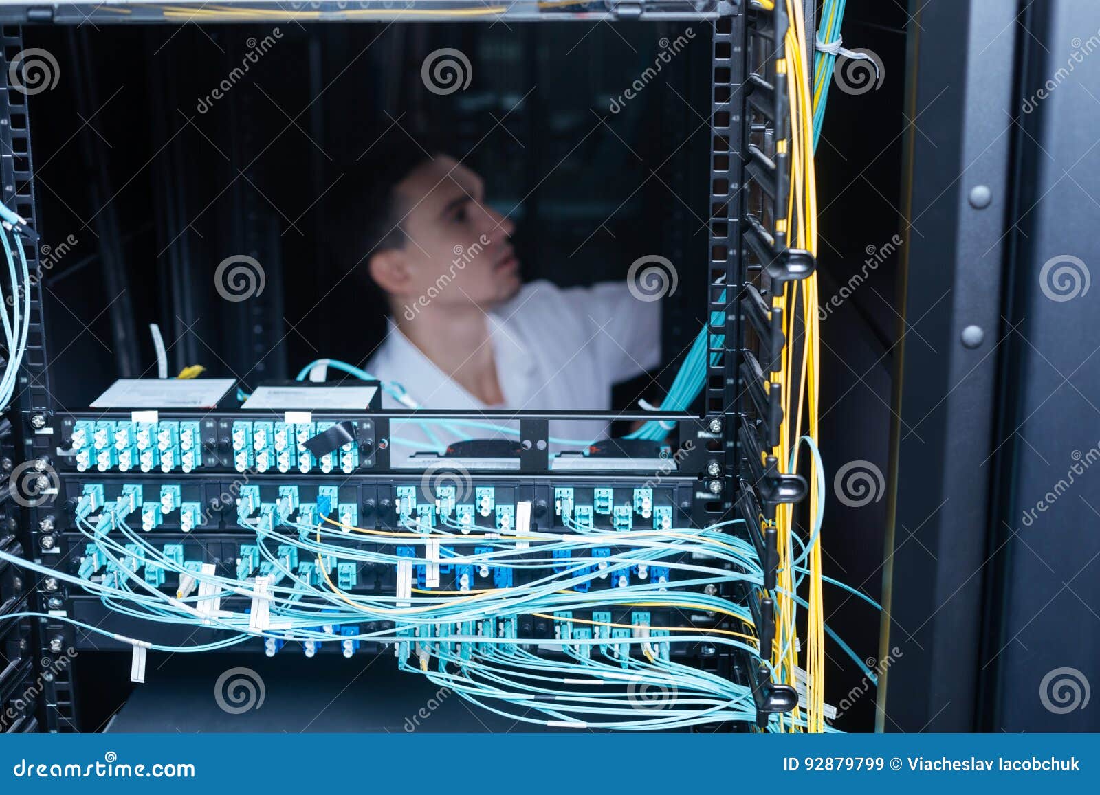 Ethernet Cables Being Connected To the Data Server Stock Image - Image ...