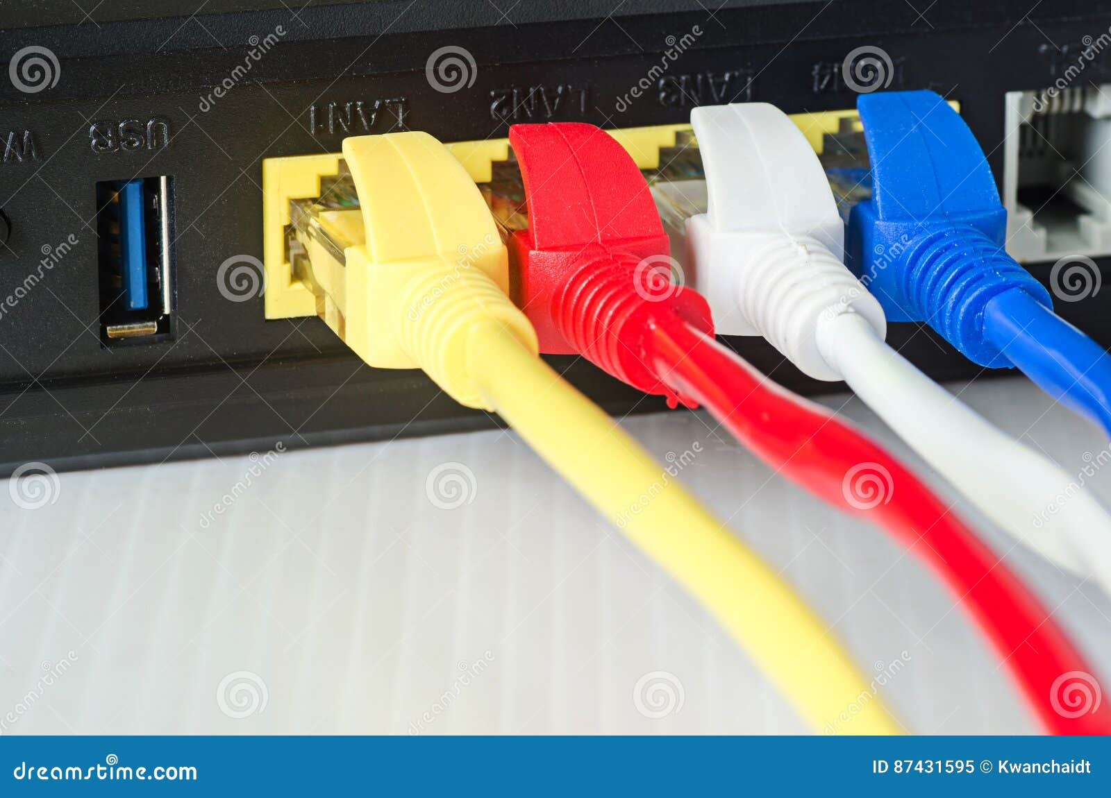 Ethernet Cables Connect To Router or Switch Stock Image - Image of port ...