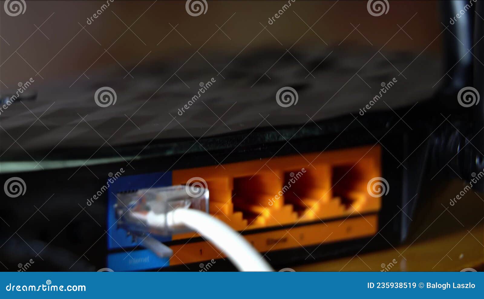 Ethernet Cables Connected To Modem with Digital Binary Code Stock Video ...