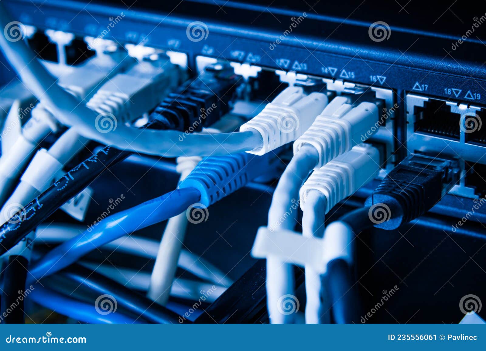 Ethernet Cables Connected To Server Switch Stock Image - Image of link ...