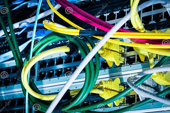 Ethernet Cables Connected To Server Switch Stock Photo - Image of link ...
