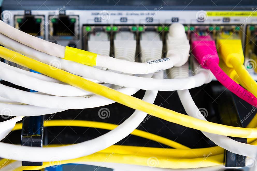 Ethernet Cables Connected To Server Switch Stock Photo - Image of rj45 ...