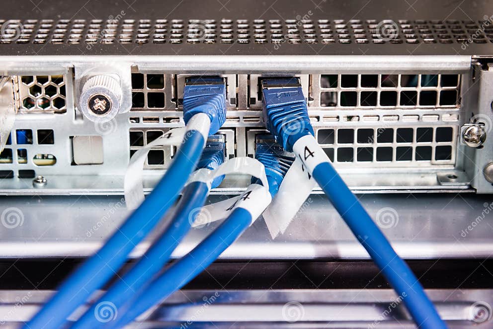 Ethernet Cables Connected To Server Switch Stock Image - Image of plug ...