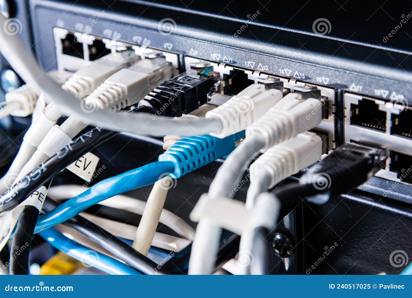 Ethernet Cables Connected To Server Switch Stock Image - Image of fiber ...