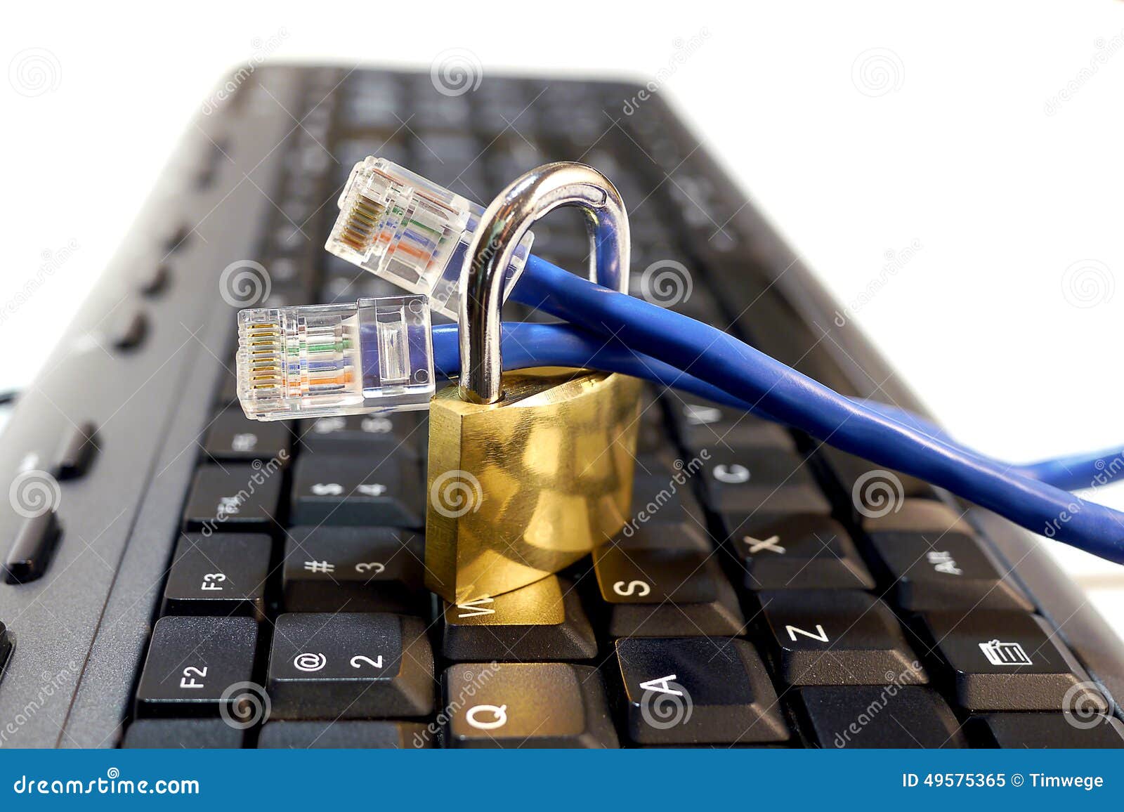 Ethernet Cables and Lock on Keyboard Stock Image - Image of firewall ...
