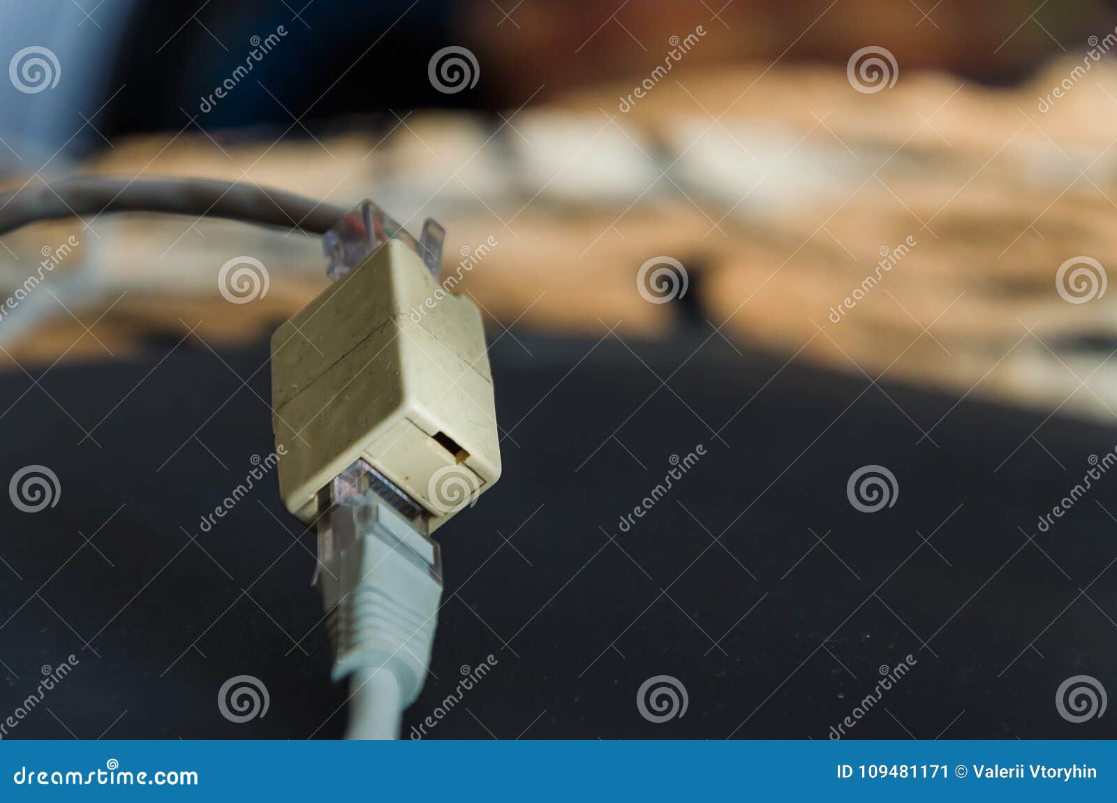 Ethernet Cables Plugged in stock image. Image of connector - 109481171