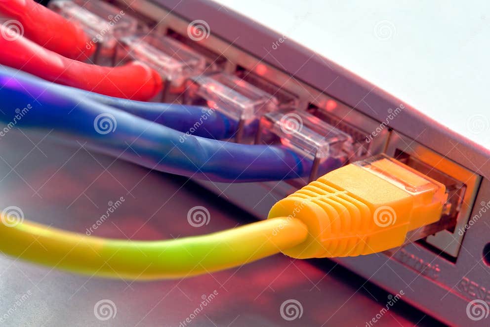 Ethernet Computer Network Cables on Router Stock Image - Image of ...