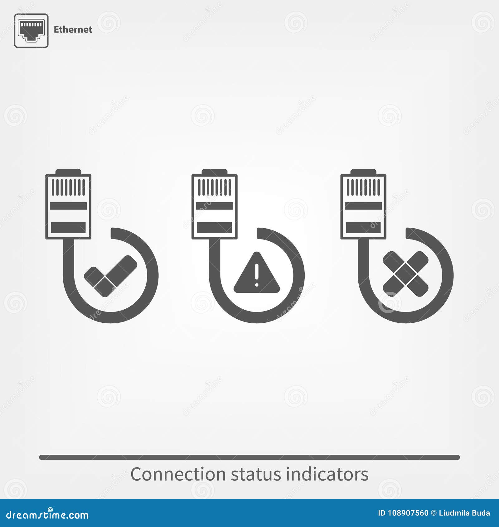 Ethernet Connection State Icons. Stock Vector - Illustration of digital ...