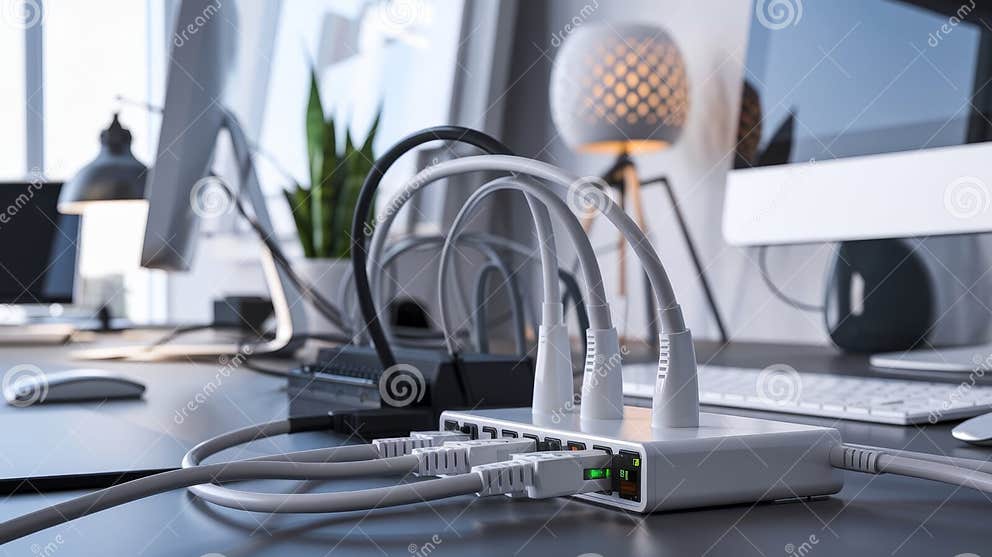 Ethernet Network Hub and Patch Cable Connections Stock Photo - Image of ...