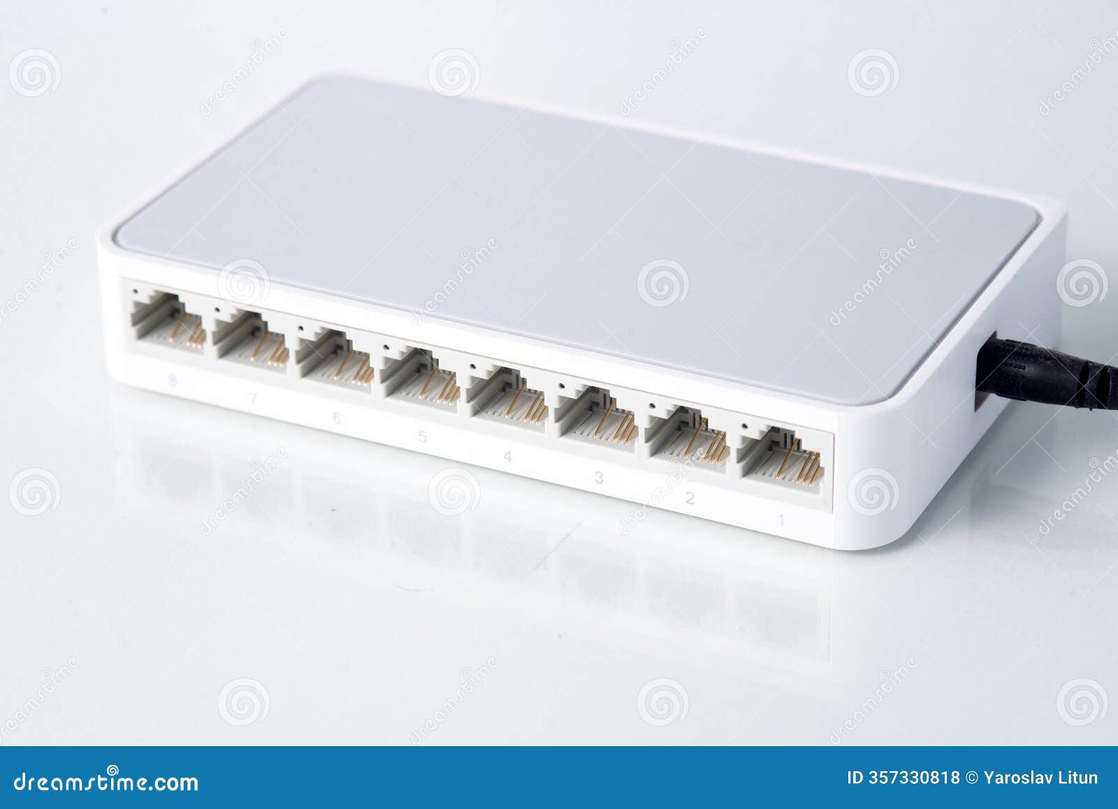 Ethernet Network Switch with Eight Ports on a Clean Background, Used ...