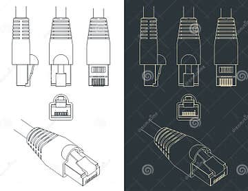 Ethernet plug blueprint stock vector. Illustration of connection ...