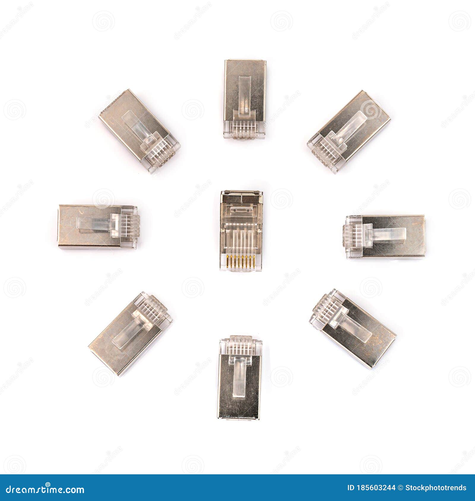 RJ45 Crimp Connector With Various Colored Strain Relief Boots Stock ...