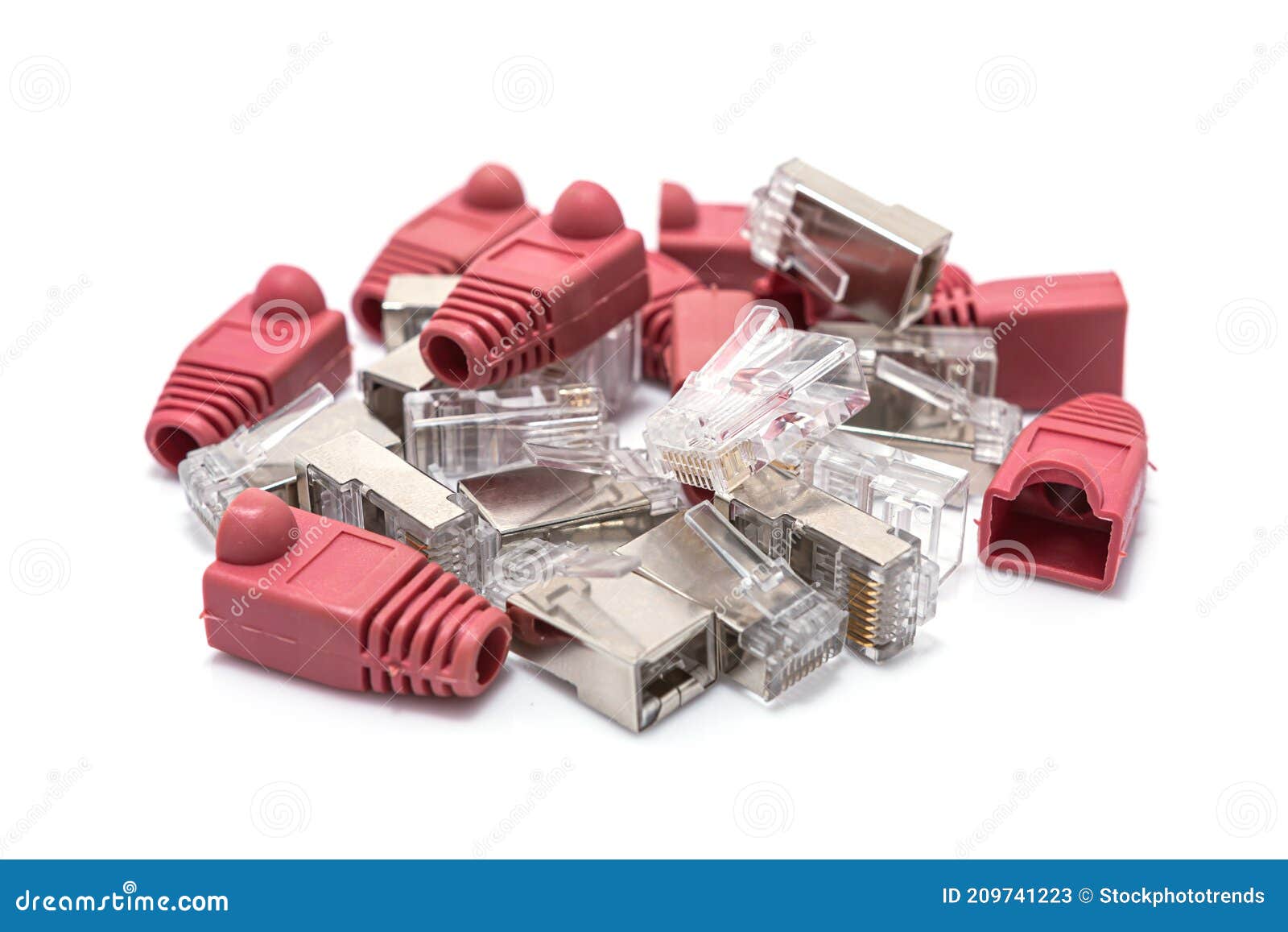 RJ45 Crimp Connector With Various Colored Strain Relief Boots Stock ...