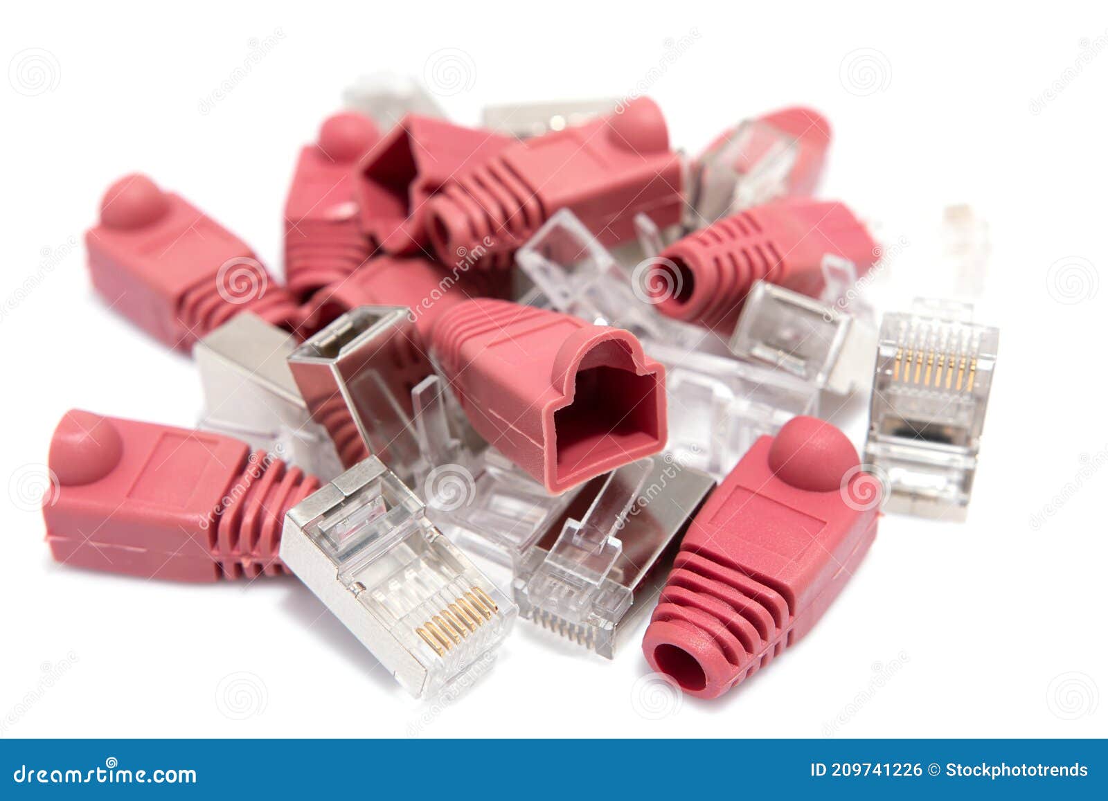 RJ45 Crimp Connector With Various Colored Strain Relief Boots Stock ...