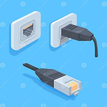 Ethernet Socket. Internet Cable Data Lan Network Connector, Wire Plug ...