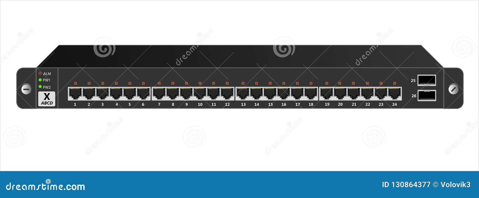 The Ethernet Switch in Black for Mounting with a 19-inch Rack with 26 ...