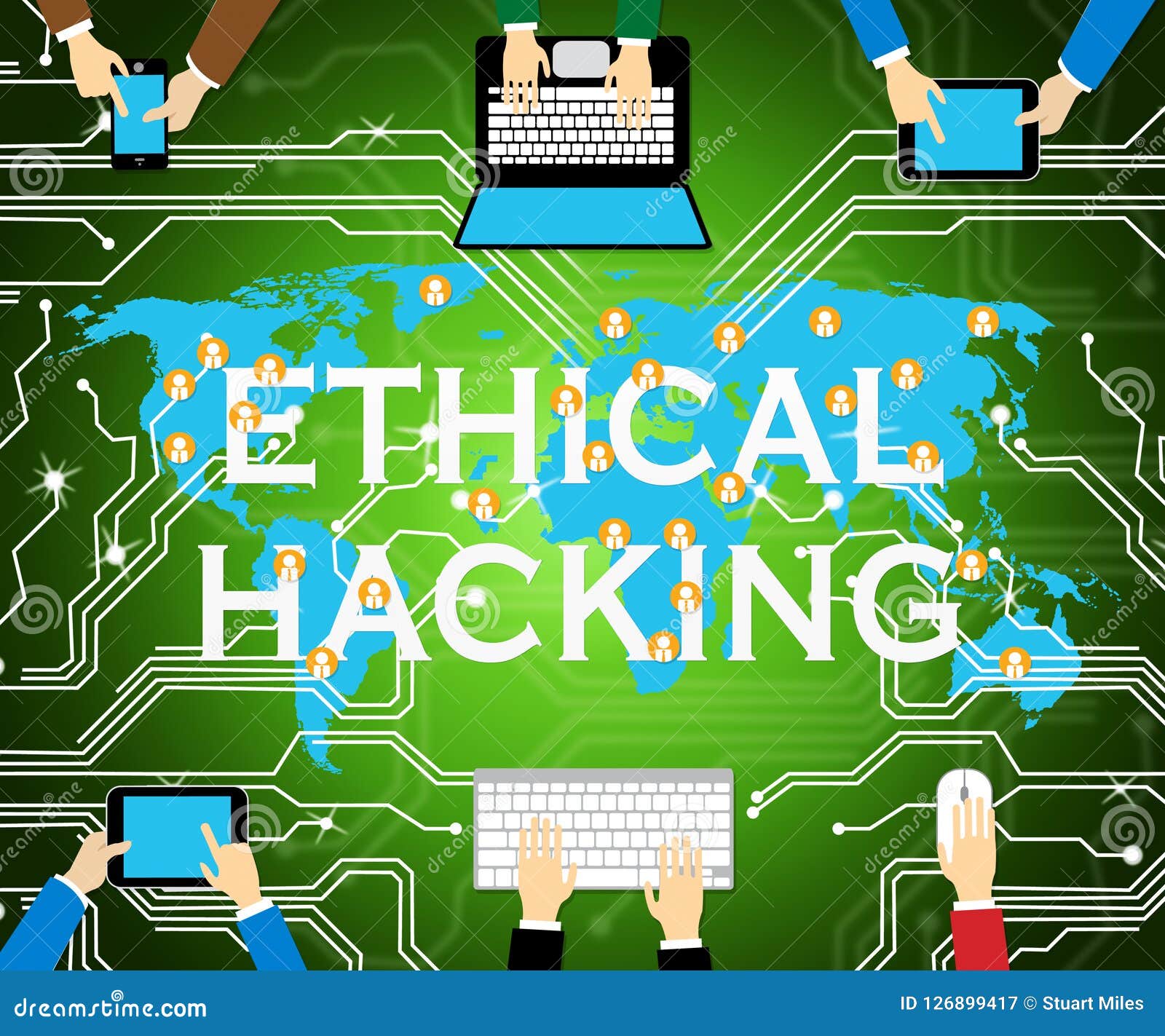 Ethical Hacking Data Breach Tracking 2d Illustration Stock Photography ...