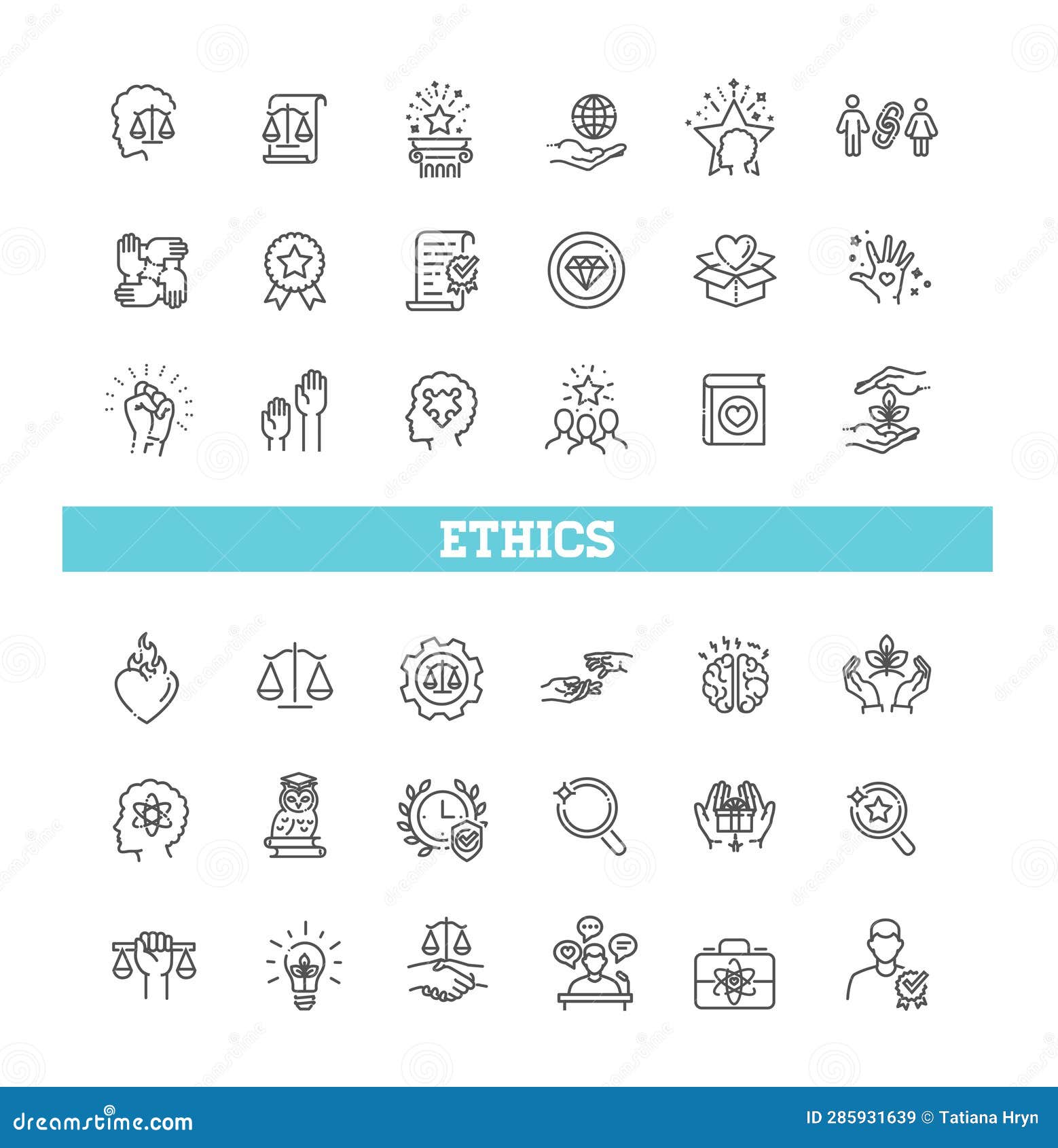 Ethics Icons Bundle. Linear Dot Style Icons. Vector Illustration Stock ...