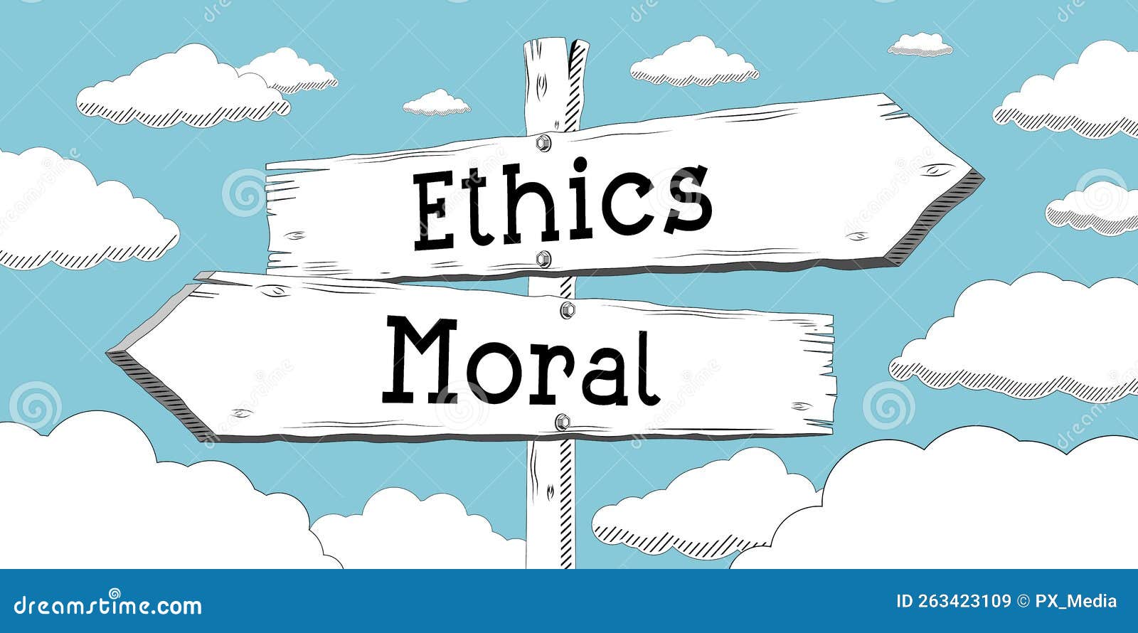 Ethics, Moral - Outline Signpost with Two Arrows Stock Illustration ...