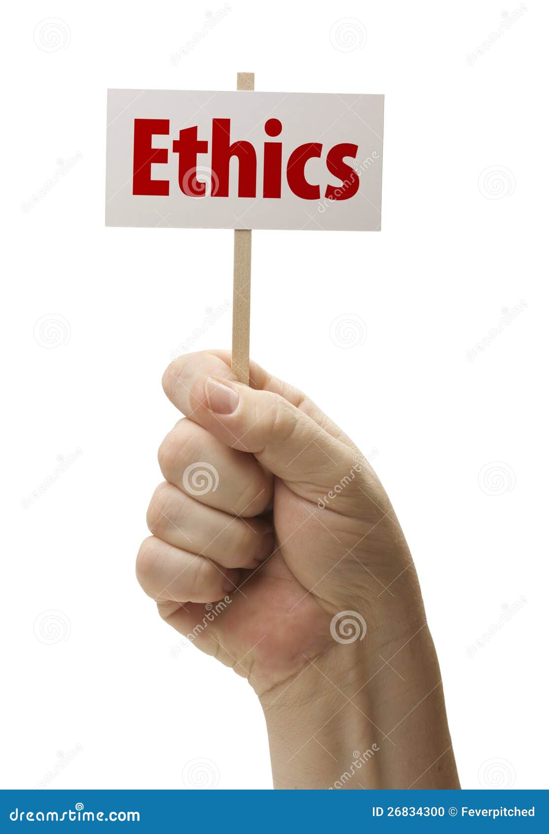 Ethics Sign in Fist on White Stock Photo - Image of displaying ...