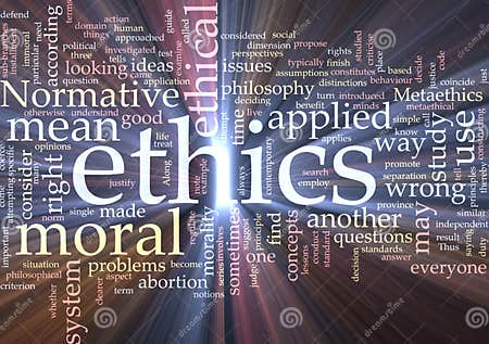 Ethics word cloud glowing stock illustration. Illustration of light ...