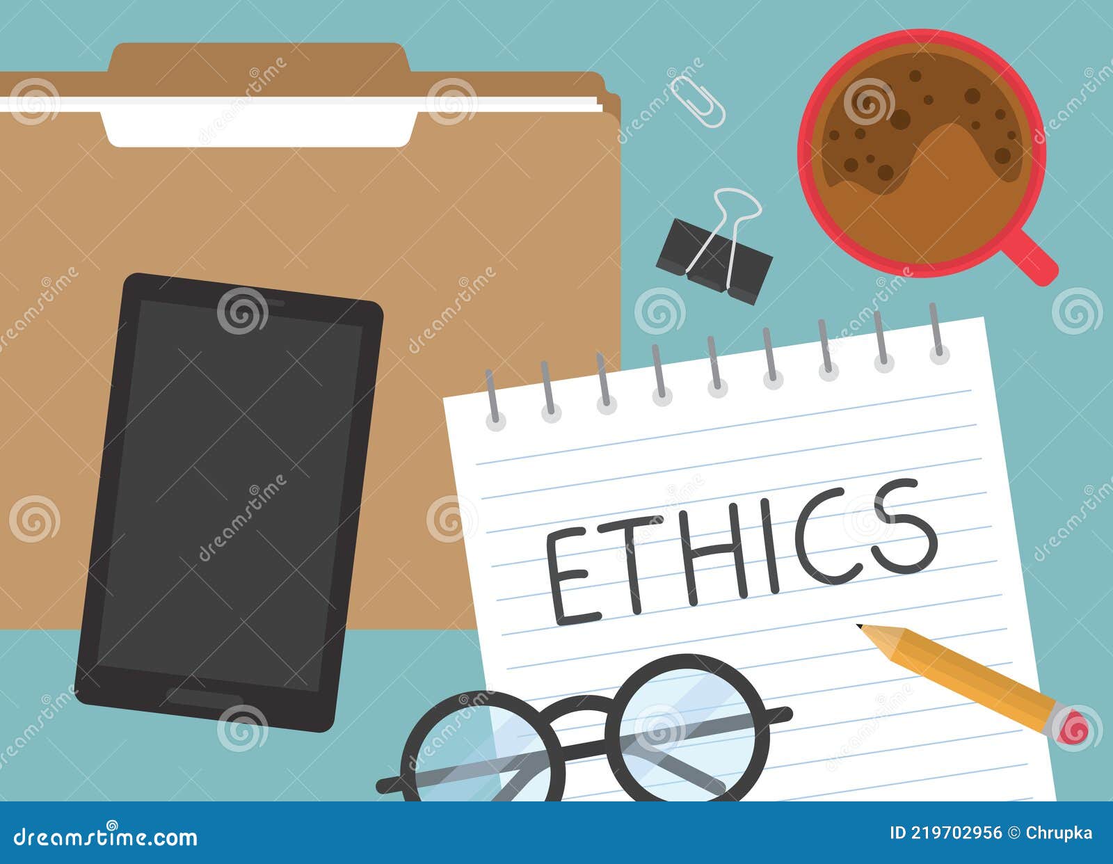 Ethics Written in Spiral Notebook Stock Vector - Illustration of ...
