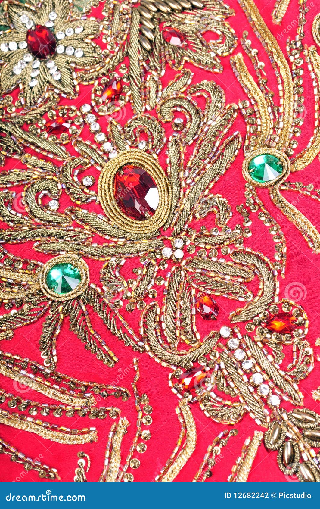 Ethinic gold embroidery stock photo. Image of stones - 12682242