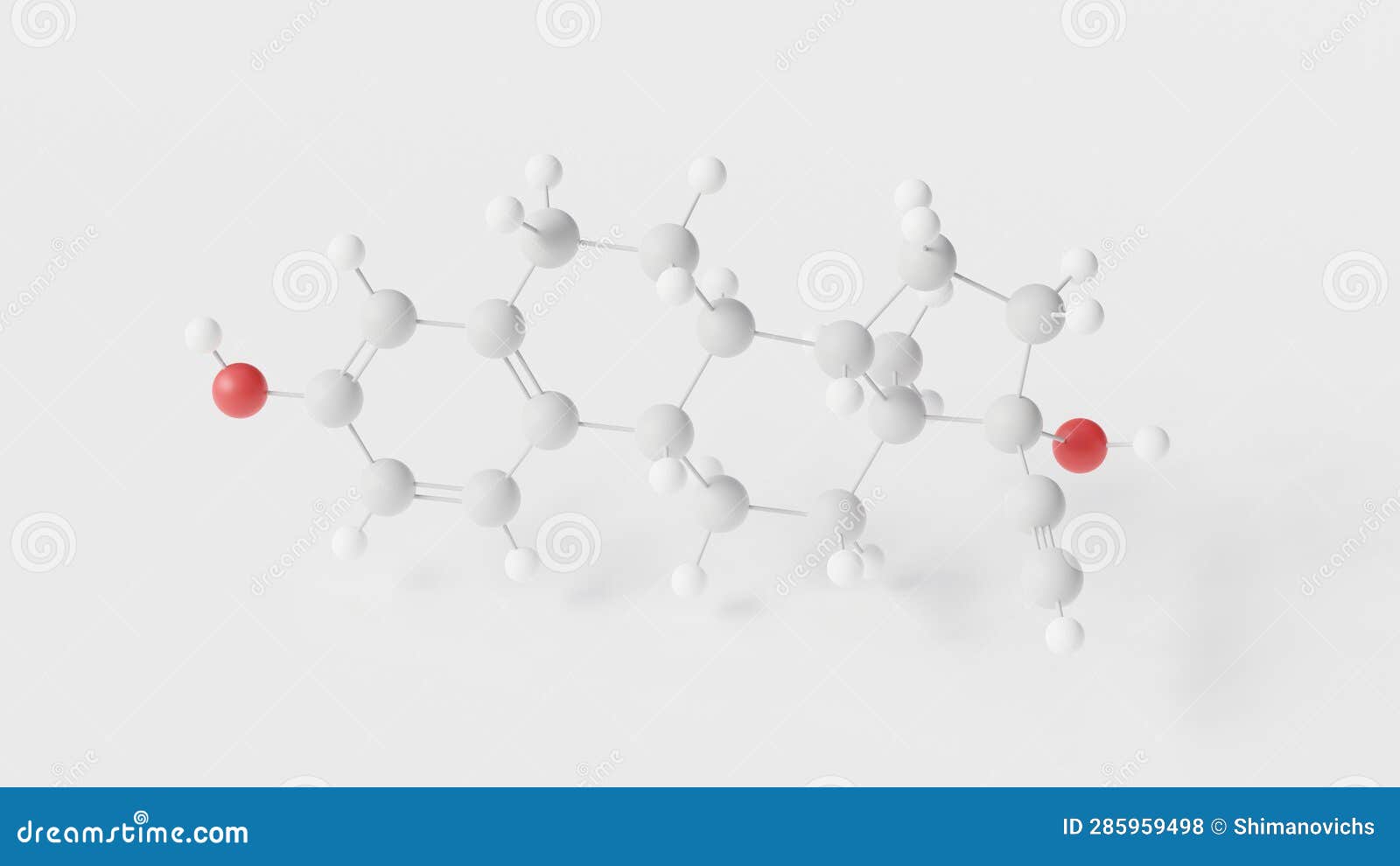 Ethinylestradiol Molecule 3d Molecular Structure Ball And Stick Model