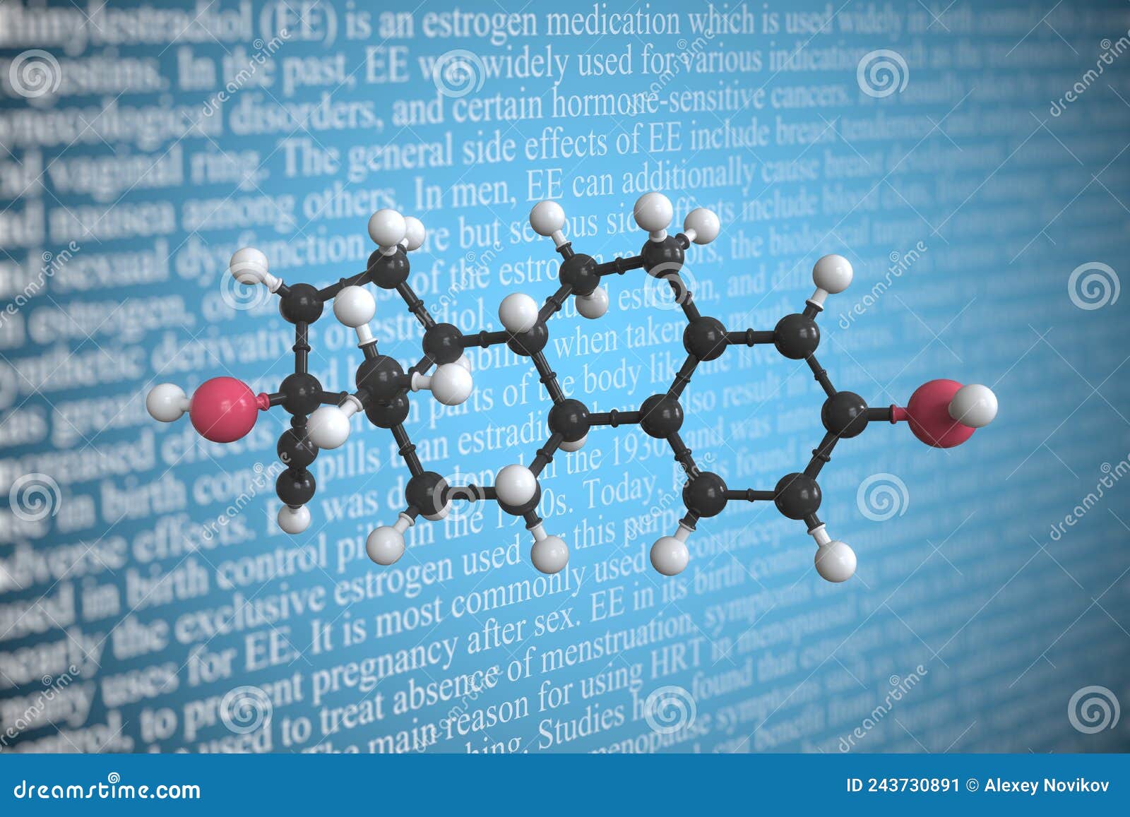Molecule Of Ethinylestradiol. Molecular Model, Conceptual 3d Rendering ...