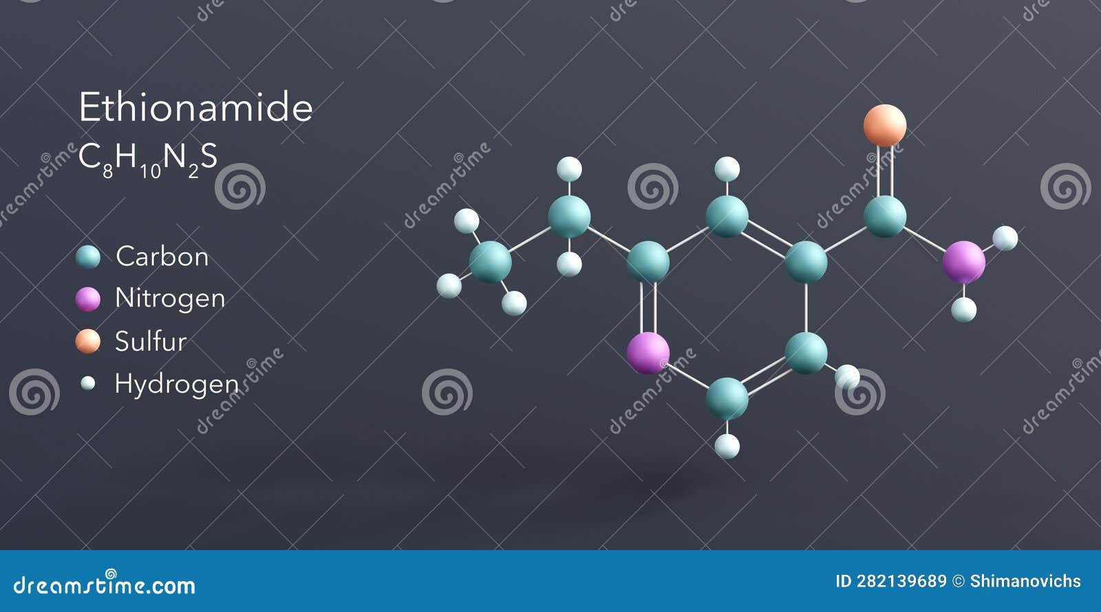 Ethionamide Molecular Structure 3d, Flat Model, Antituberculosis Agents ...