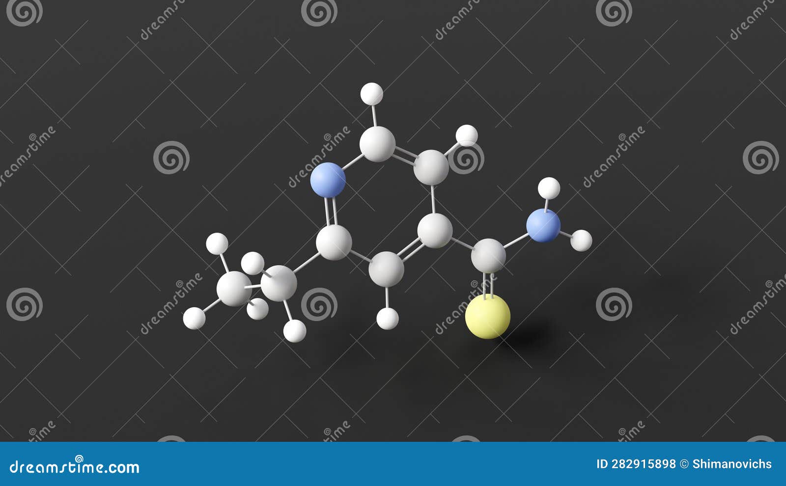 Ethionamide Molecule, Structural Chemical Formula, Ball-and-stick Model ...