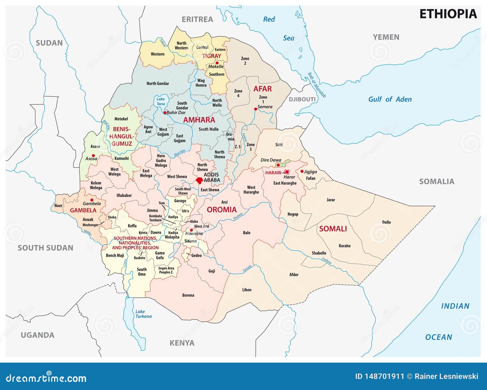 Ethiopia Administrative and Political Map Stock Vector - Illustration ... Ethiopia Administrative and Political Map Stock Vector - Illustration ...