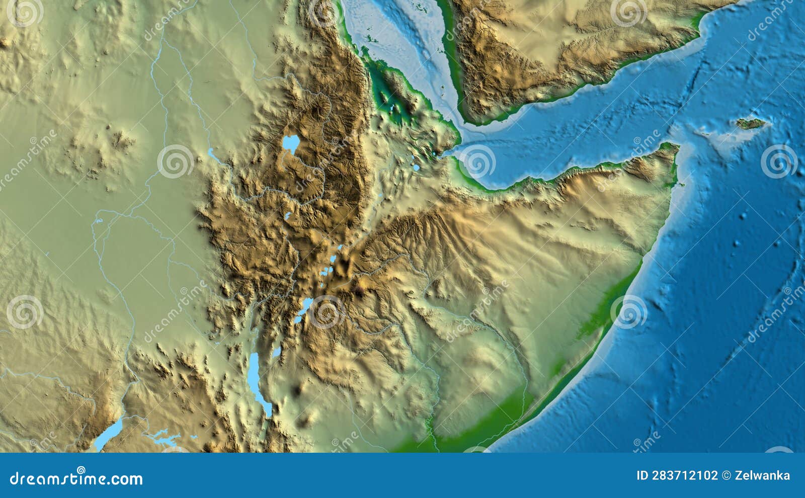 Ethiopia Area. Physical Map Stock Illustration - Illustration of sudan ...