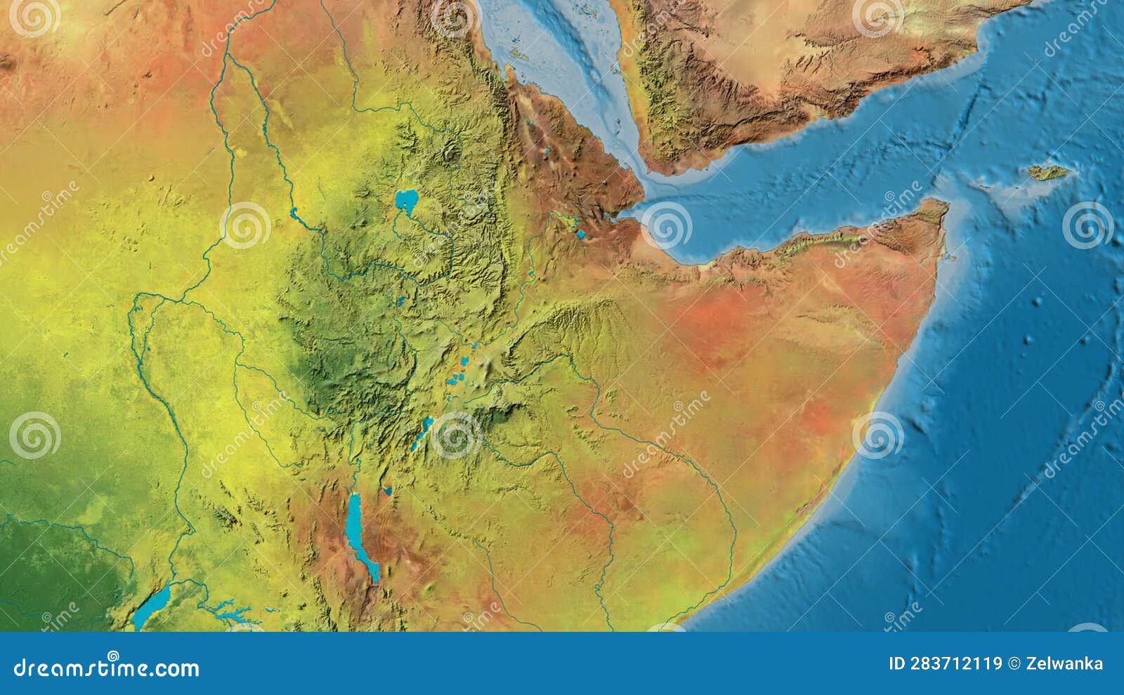 Ethiopia Area. Topographic Map Stock Illustration - Illustration of ...