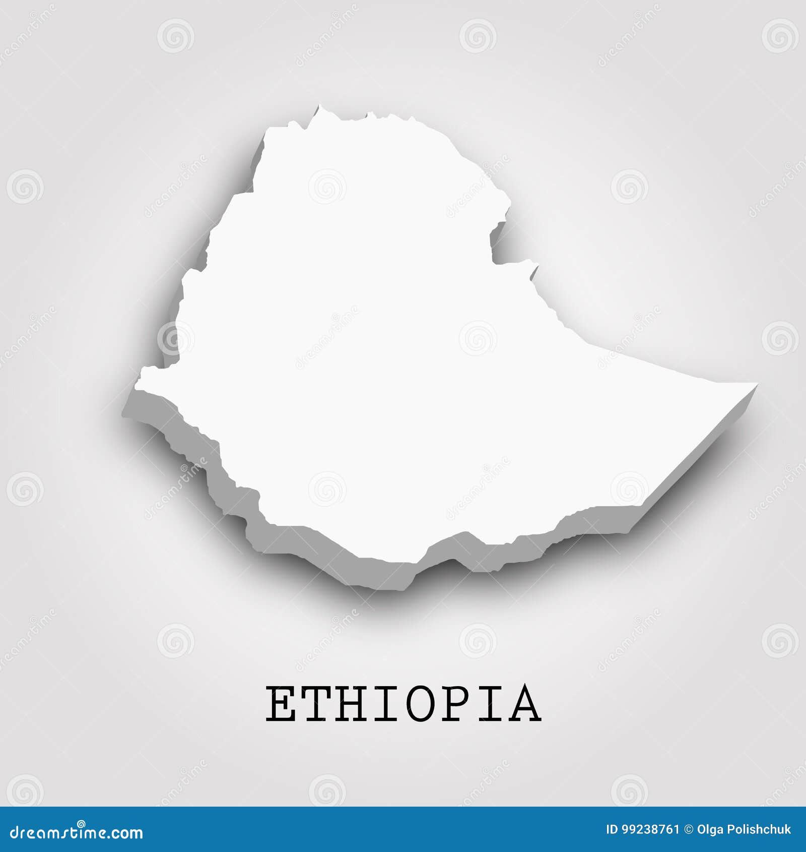 Blank Map Of Ethiopia. Departments And Districts Of Ethiopia Map. High ...