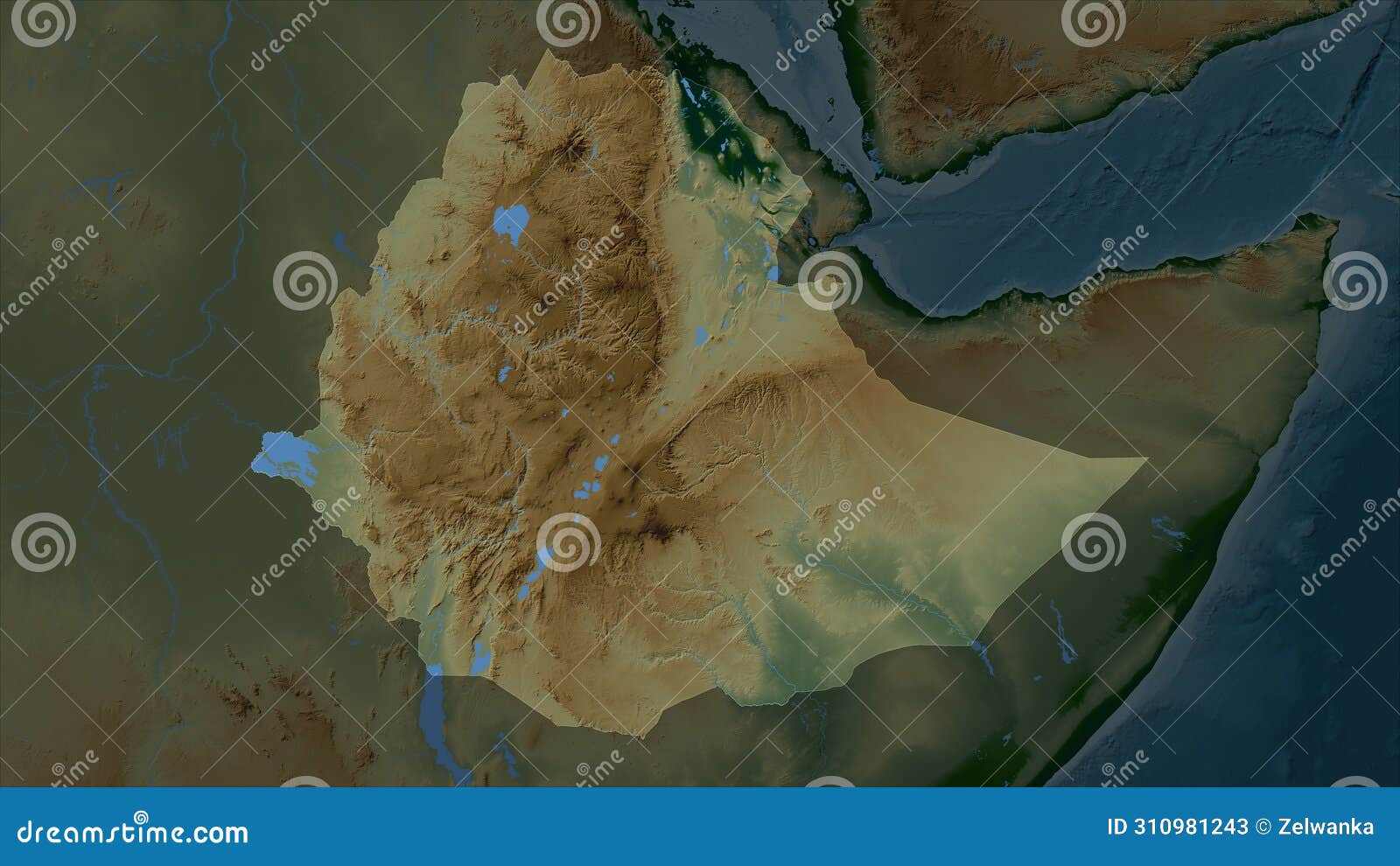 Ethiopia Highlighted. Physical Stock Illustration - Illustration of shape, highlighted: 310981243