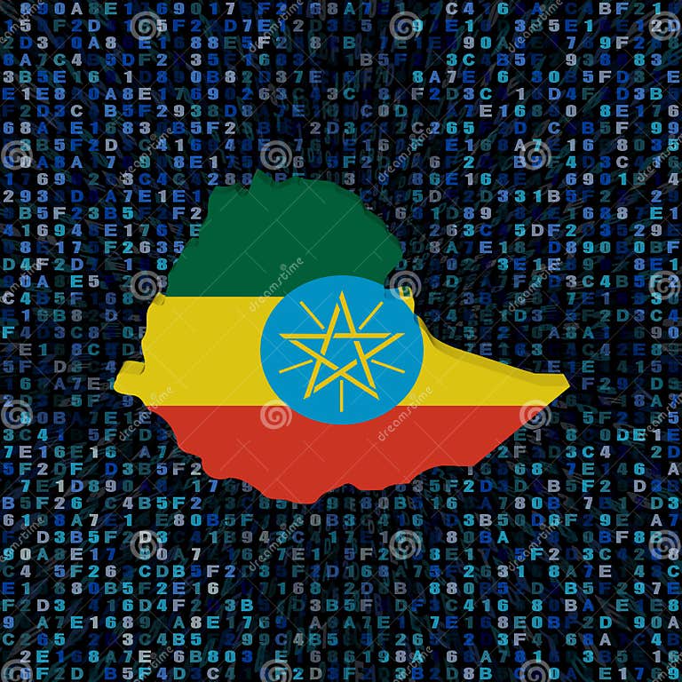 Ethiopia Map Flag on Hex Code Illustration Stock Illustration ...