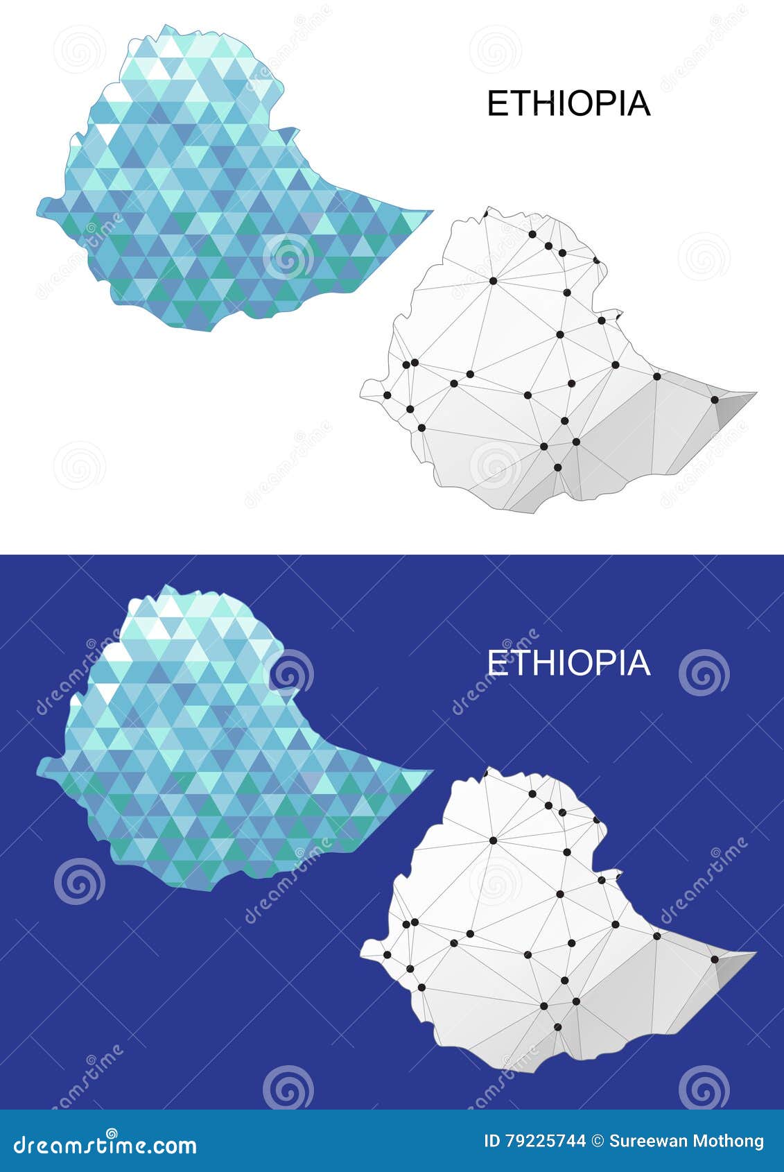 Ethiopia Map in Geometric Polygonal Style. Abstract Gems Triangle ...