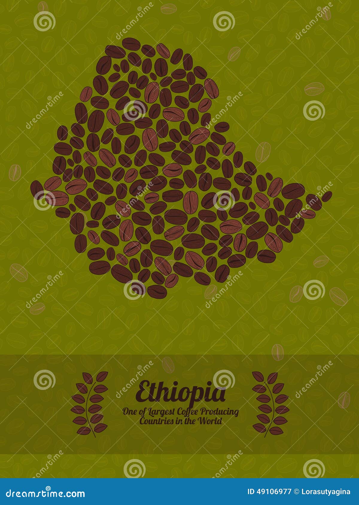Ethiopia Map Made of Roasted Coffee Beans. Vector Illustration. Stock ...