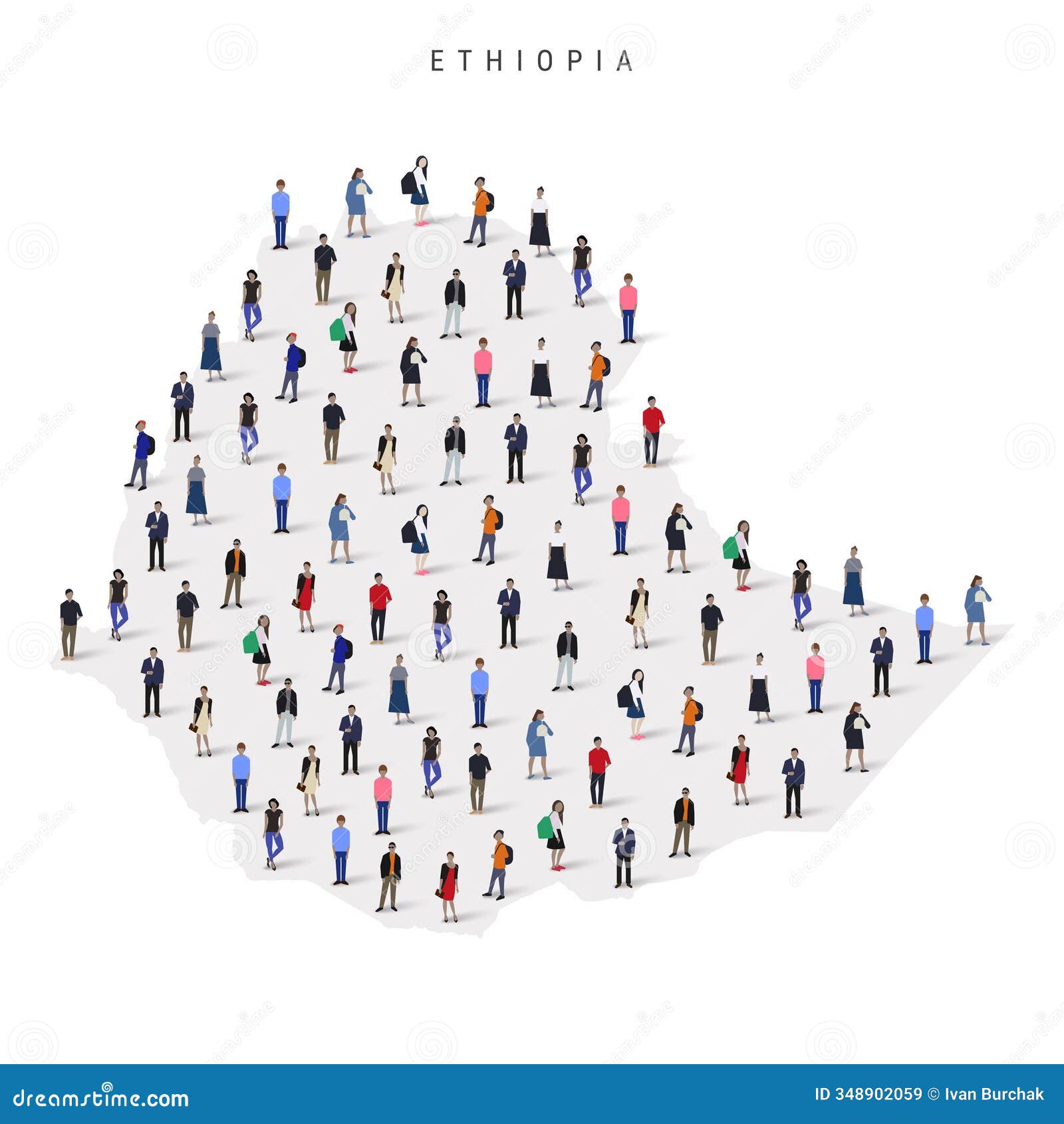 Ethiopia Population Map. Large Group of People in a Shape of Ethiopian ...