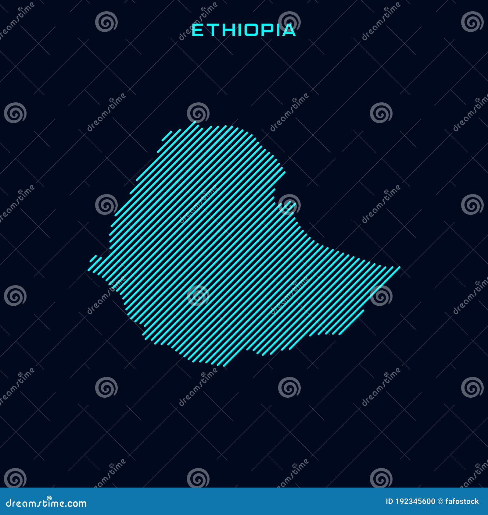 Ethiopia Striped Map Vector Design Template with Blue Background. Stock ...