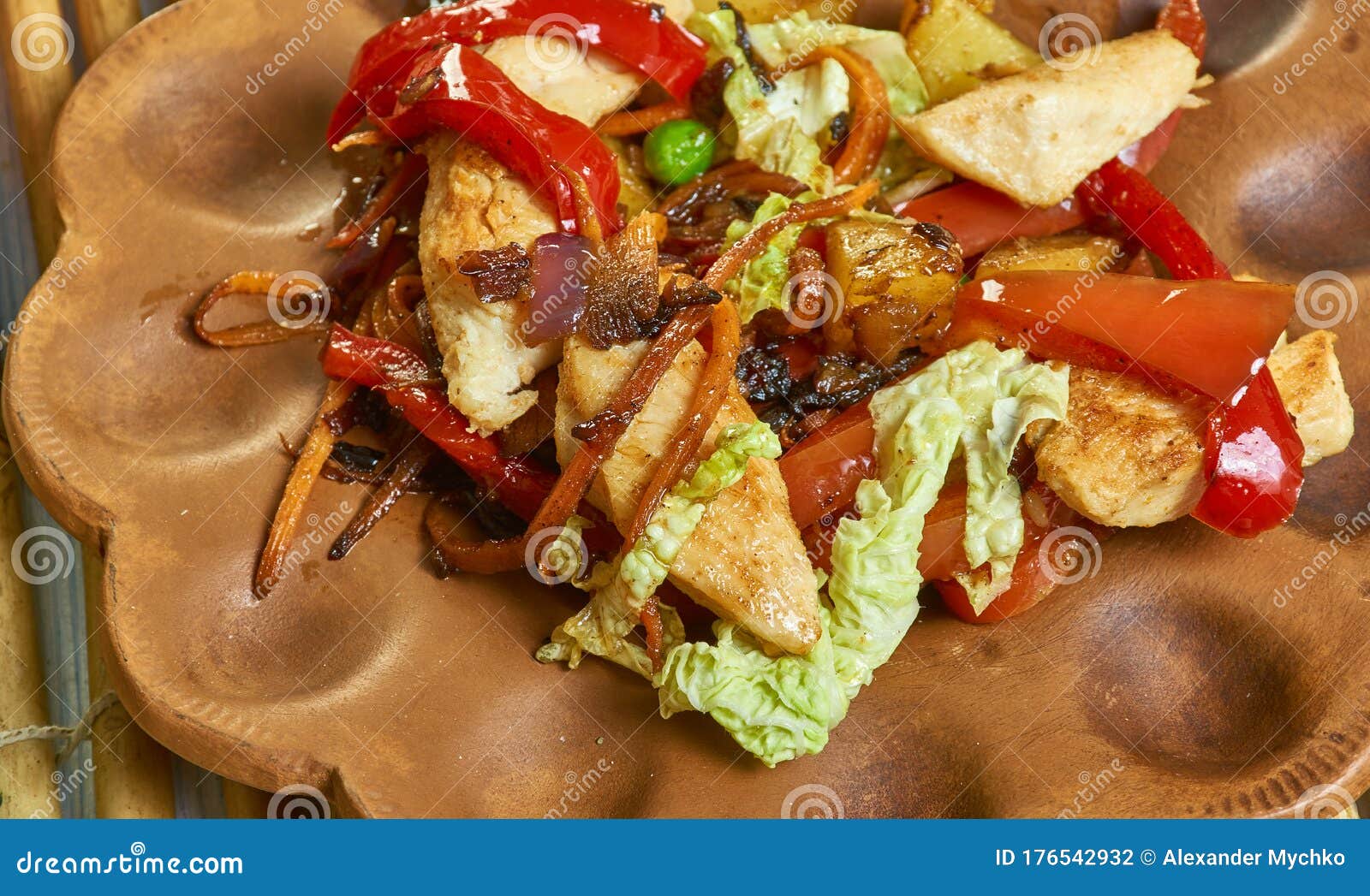 Ethiopian chicken Tibs stock photo. Image of vegetable - 176542932