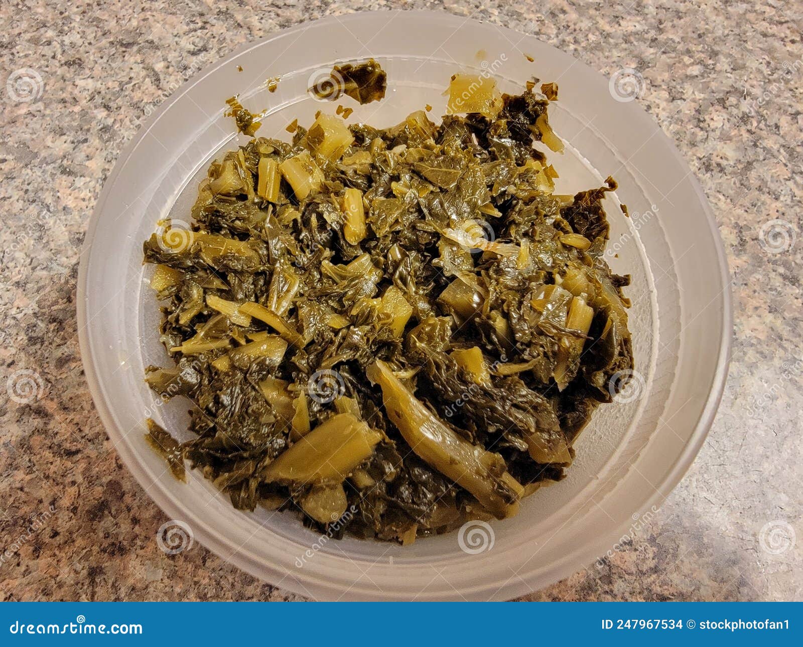 Ethiopian Green Cabbage Or Gomen In Container On Counter Stock ...