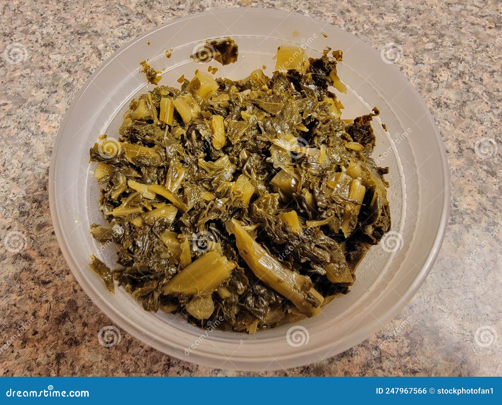 Ethiopian Green Cabbage Or Gomen In Container On Counter Stock ...