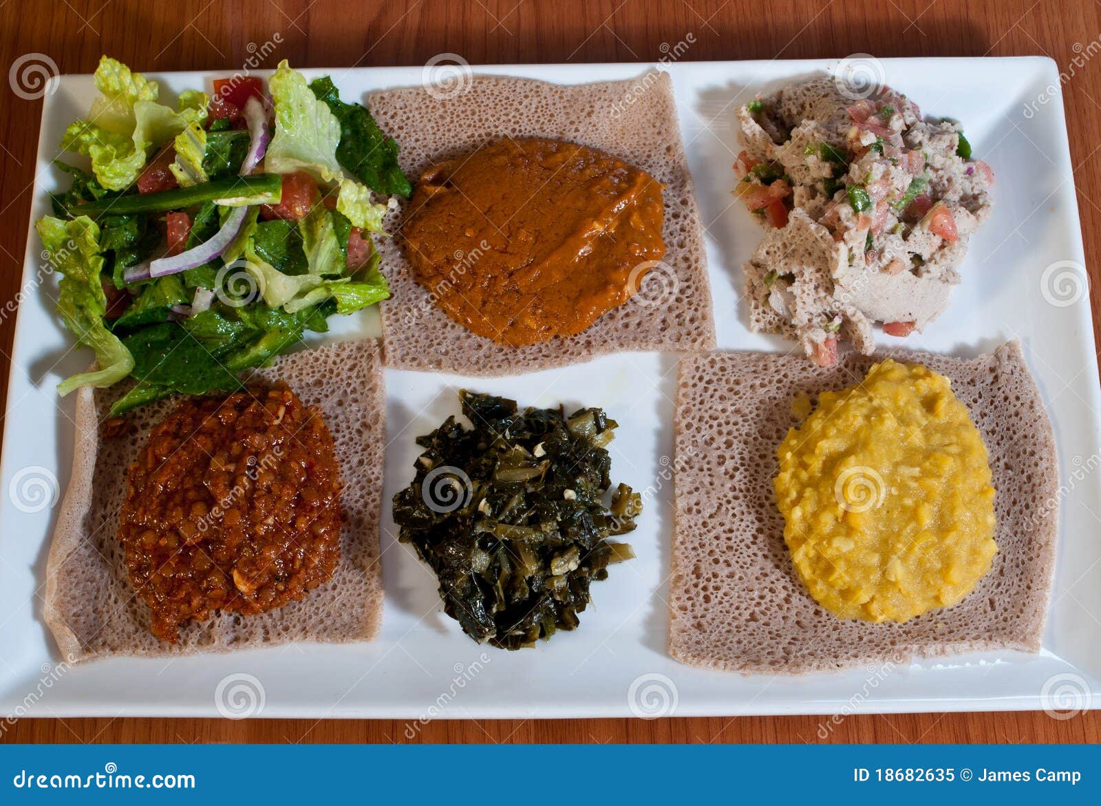 Ethiopian sampler plate stock image. Image of flour, teff - 18682635