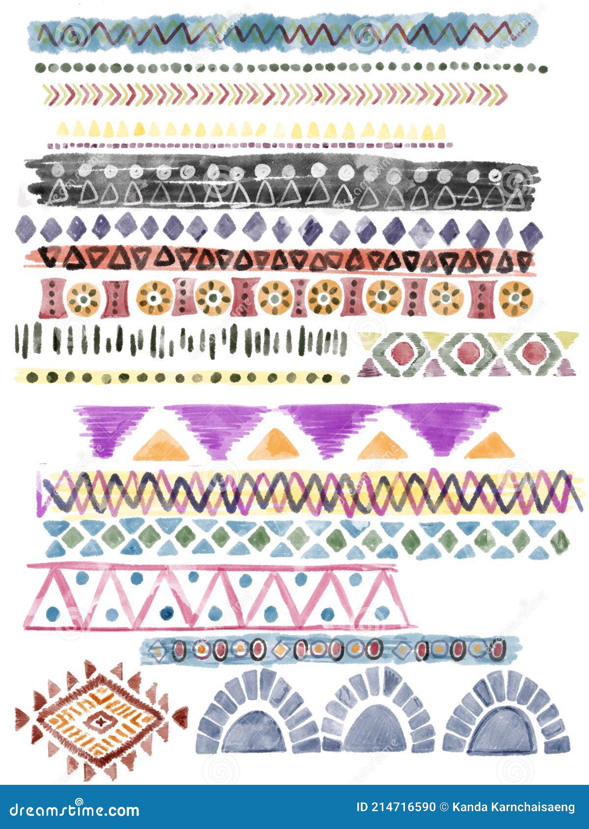 Ethnic Afrcan Seamless Pattern Horizontal Stripes Multicolor Element ...