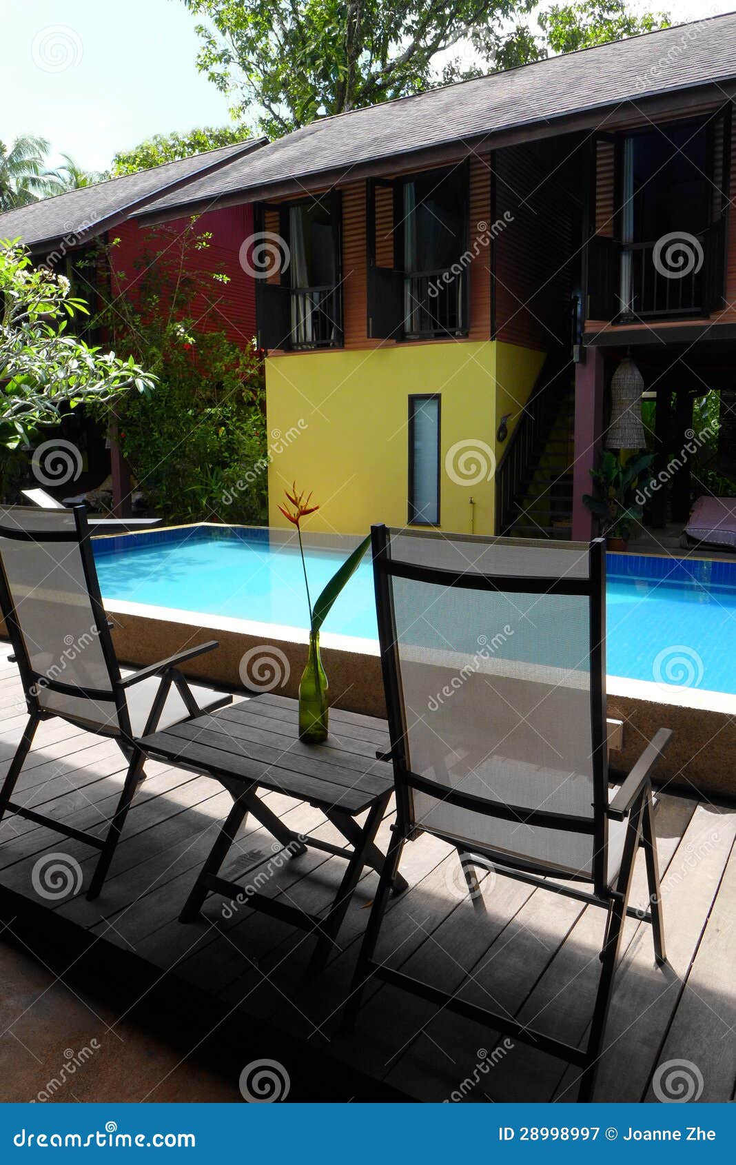 Ethnic Asian House with Swimming Pool Stock Image - Image of landscaped ...
